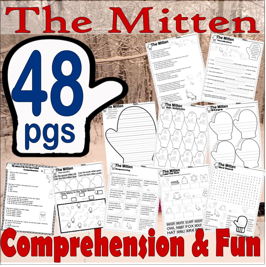 The Mitten Jan Brett Winter Reading Comprehension Book Study Companion ...