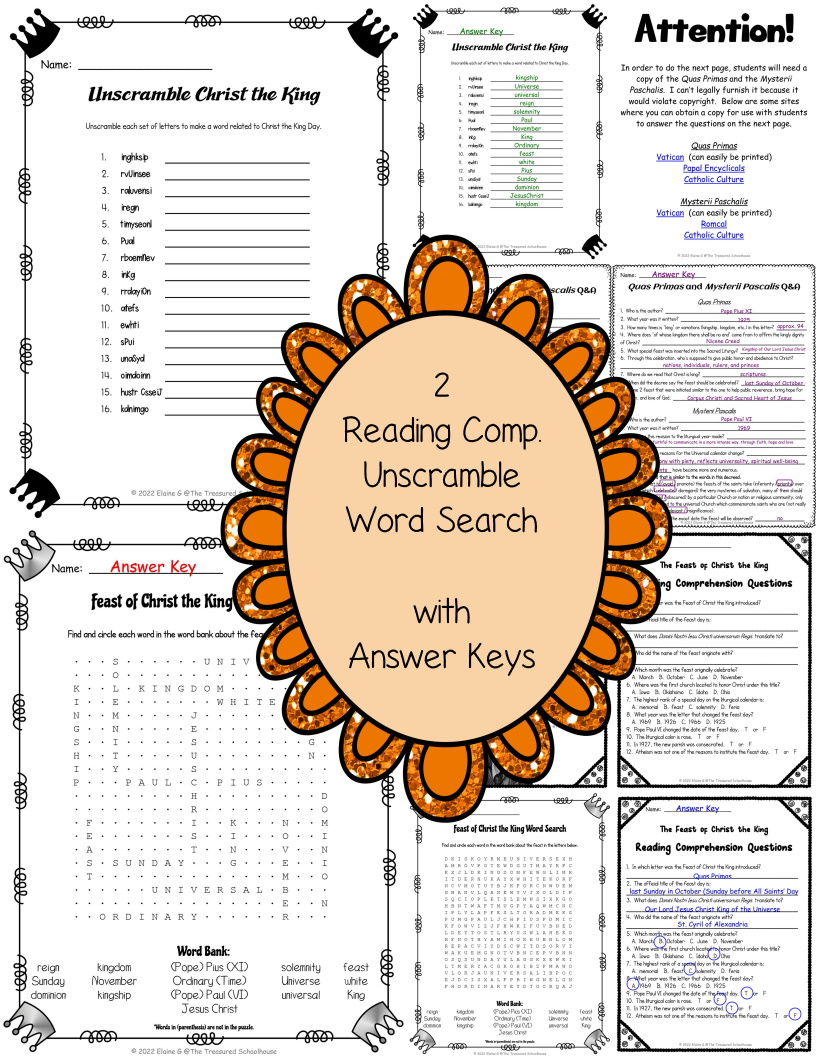 Christ the King Worksheet & Activity Pack - Classful