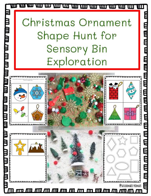 Basic Shape Hunt for Christmas Preschool Sensory Bin Exploration - Classful