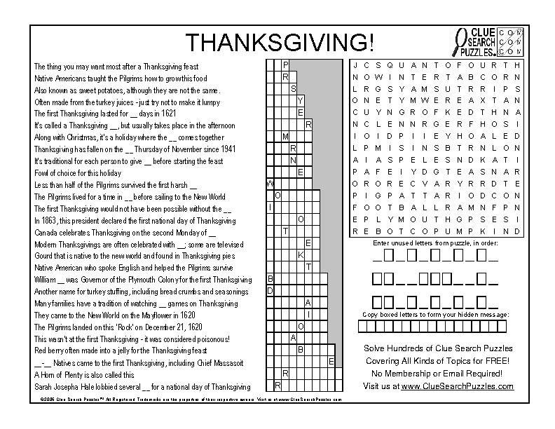 Free Thanksgiving 2022 FUN Activity Crosswords Word Search No Prep ...