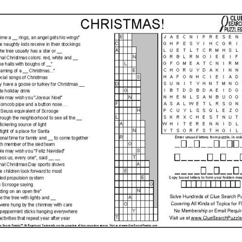 Free Christmas 2022 FUN Activity Crosswords Word Search No Prep ...
