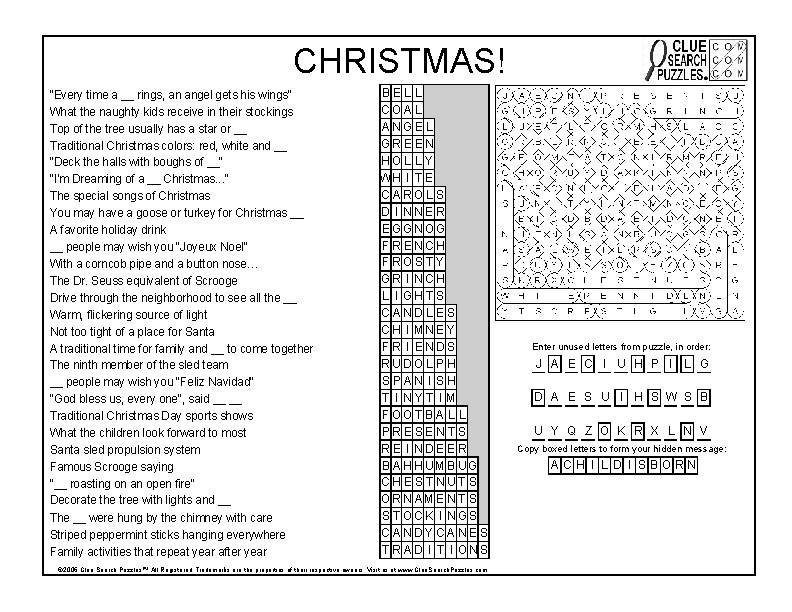 Free Christmas 2022 FUN Activity Crosswords Word Search No Prep ...