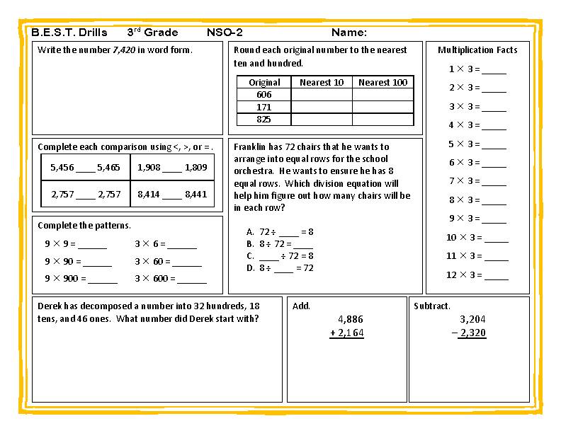 3rd Grade Math F.A.S.T. Prep- Florida B.E.S.T. Standards Review - 10 ...