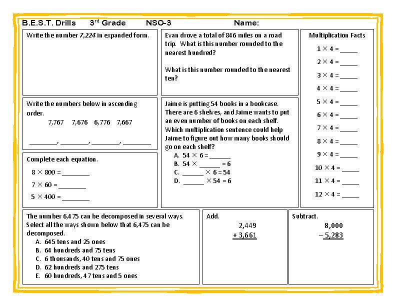 3rd Grade Math F.A.S.T. Prep- Florida B.E.S.T. Standards Review - 10 ...