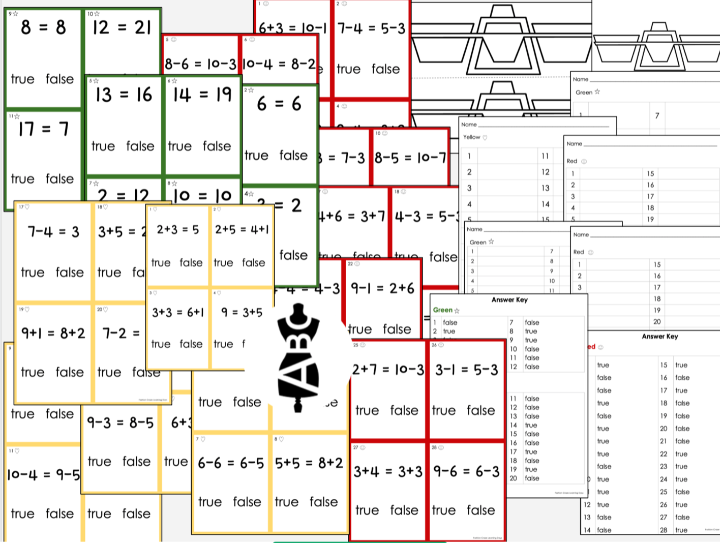 Understanding the Equal Sign - True & False Cards for Balancing ...