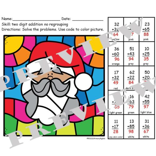 Christmas Math Coloring Pages 2 Digit Addition with Regrouping Color by ...