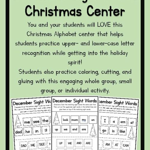 December Kindergarten Worksheets - Cut Glue and Match Sight Words ...