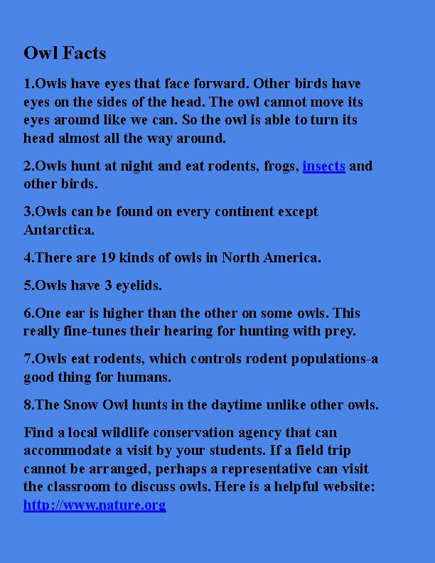 OWL MOON BY JANE YOLEN READING & INTERDISCIPLINARY UNIT - Classful