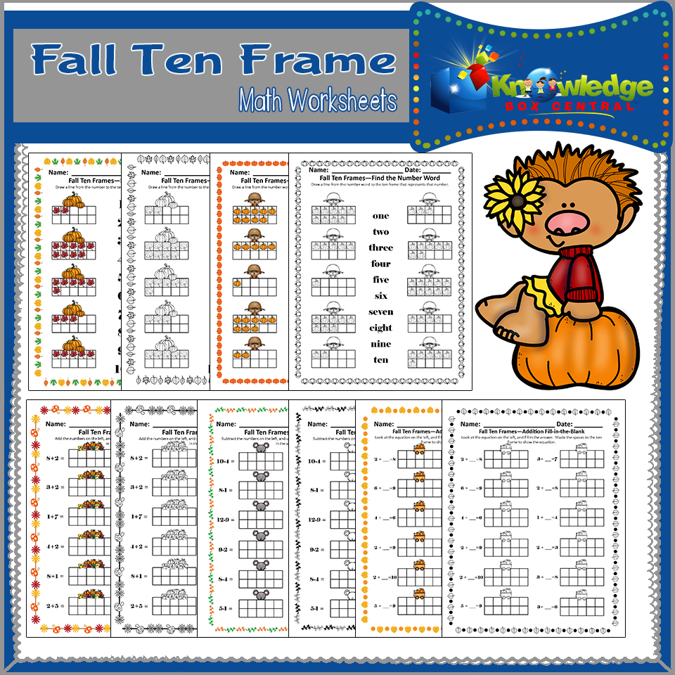 Fall Ten Frame Math Worksheets - Classful