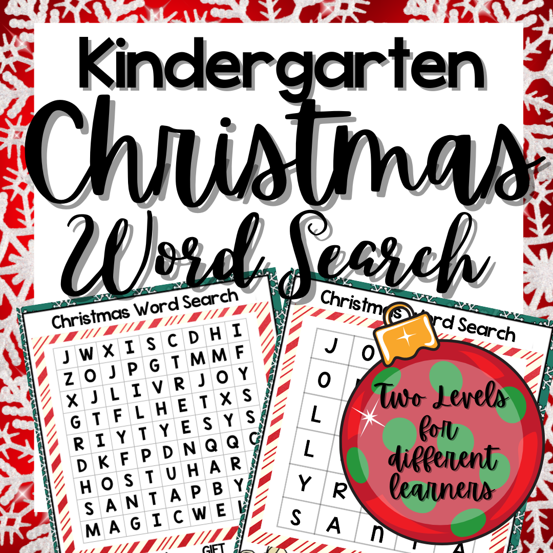 Christmas Activities for Kindergarten- Word Search (Two Levels in Color ...