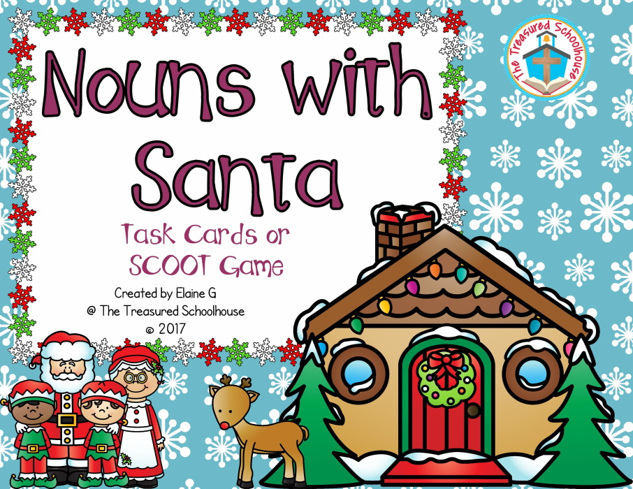 Nouns with Santa Task Cards or SCOOT Game - Classful