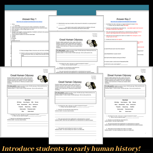 Great Human Odyssey DIFFERENTIATED Video Sheet - Classful