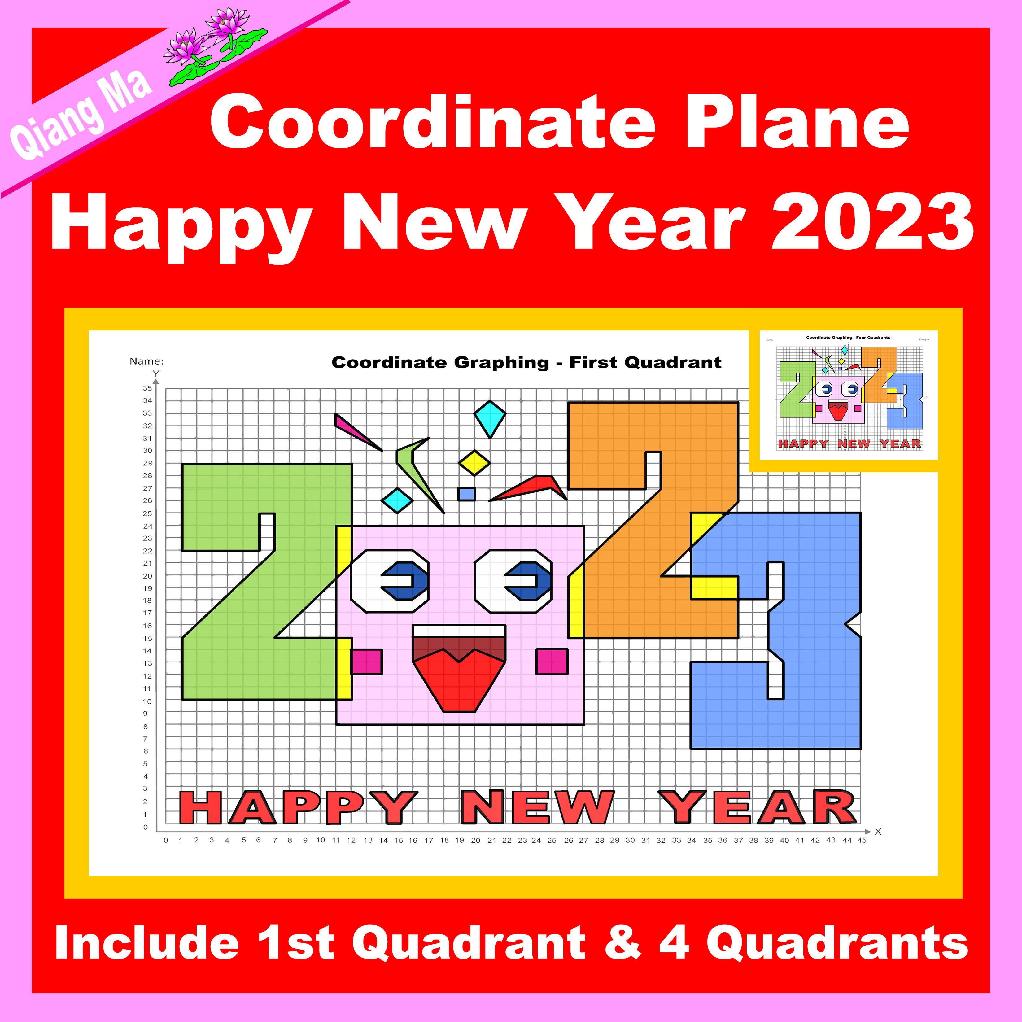 Happy New Year Coordinate Graphing Picture- 2023 (II) - Classful