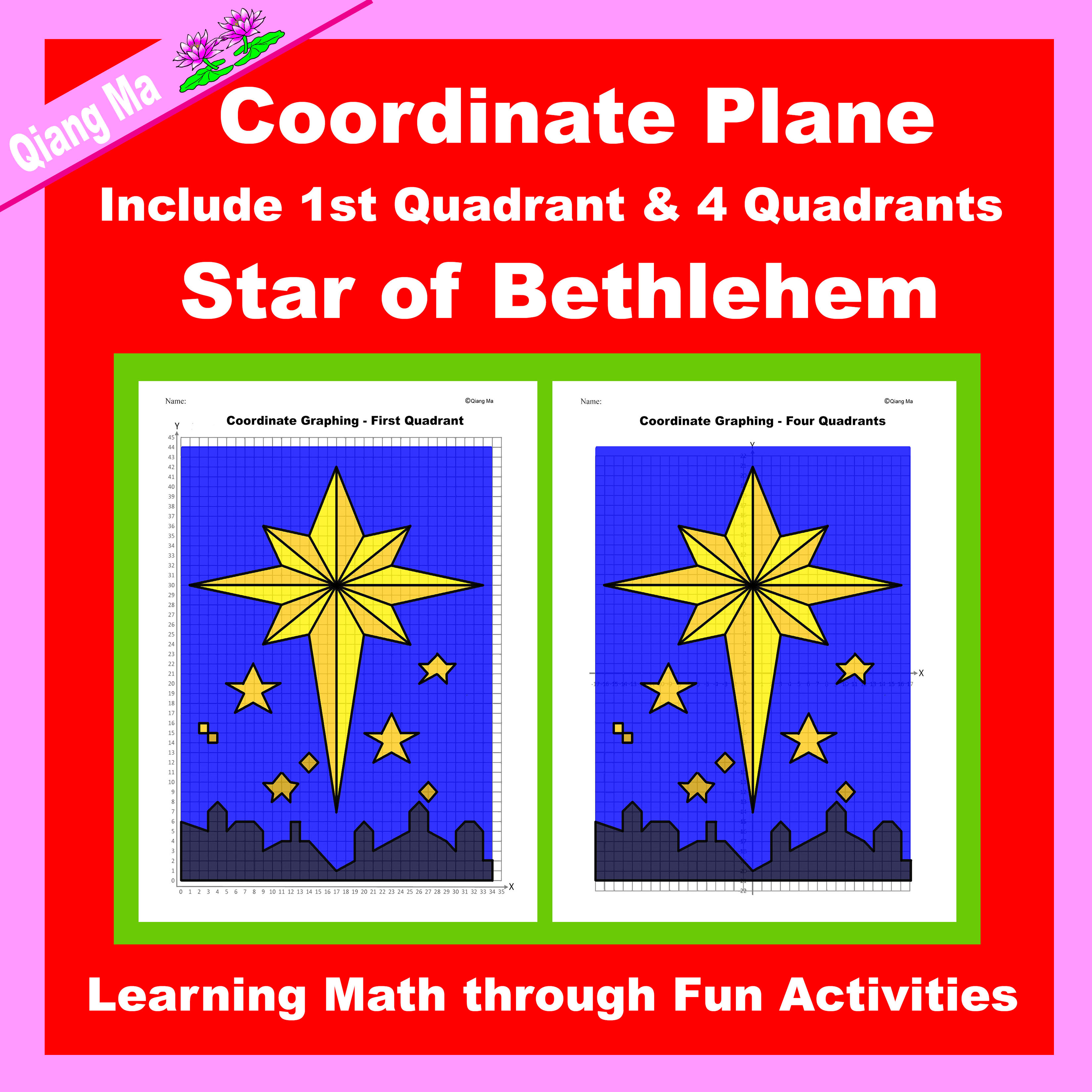 Christmas Coordinate Plane Graphing Picture- Star of Bethlehem - Classful