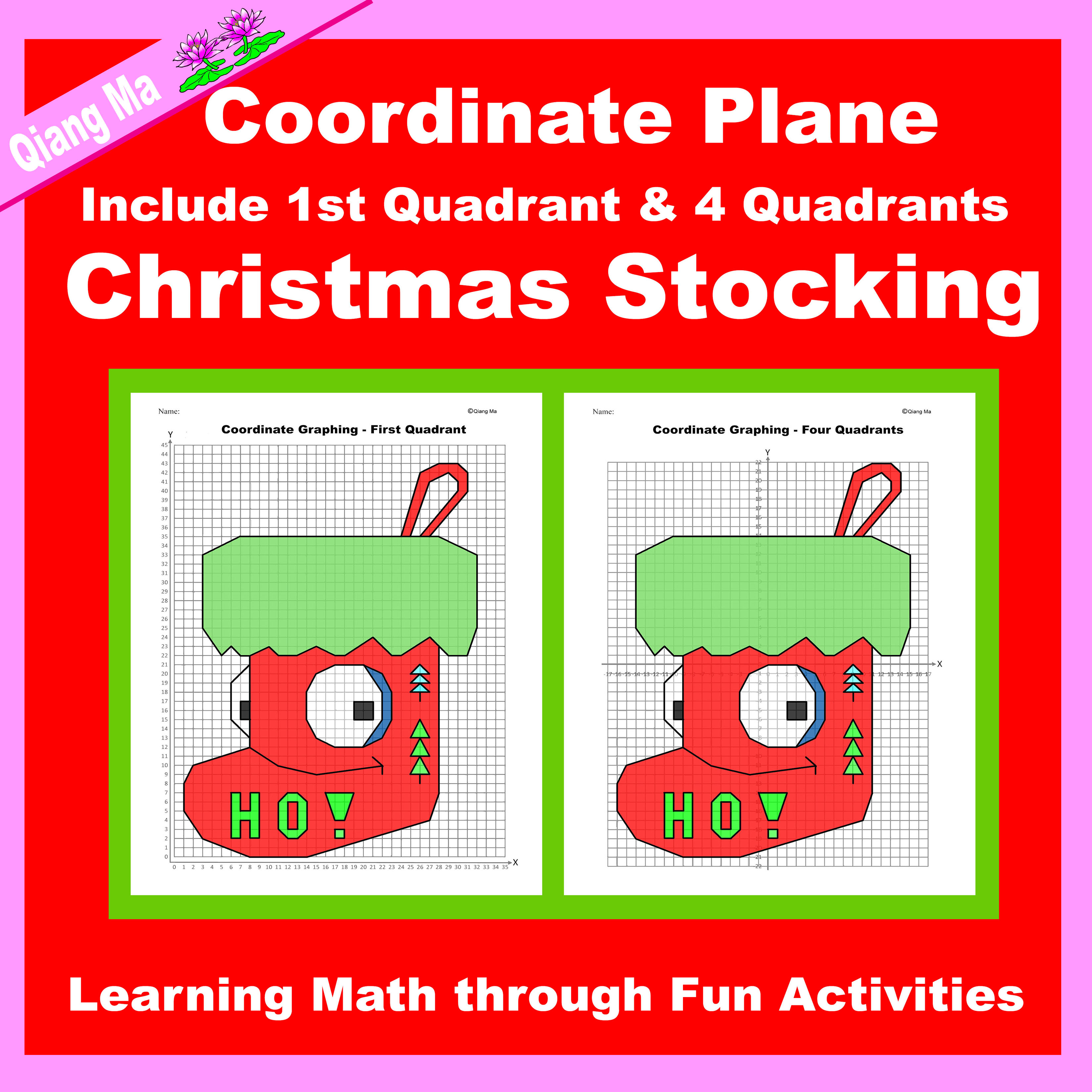 Christmas Coordinate Plane Graphing Picture- Christmas Stocking II ...