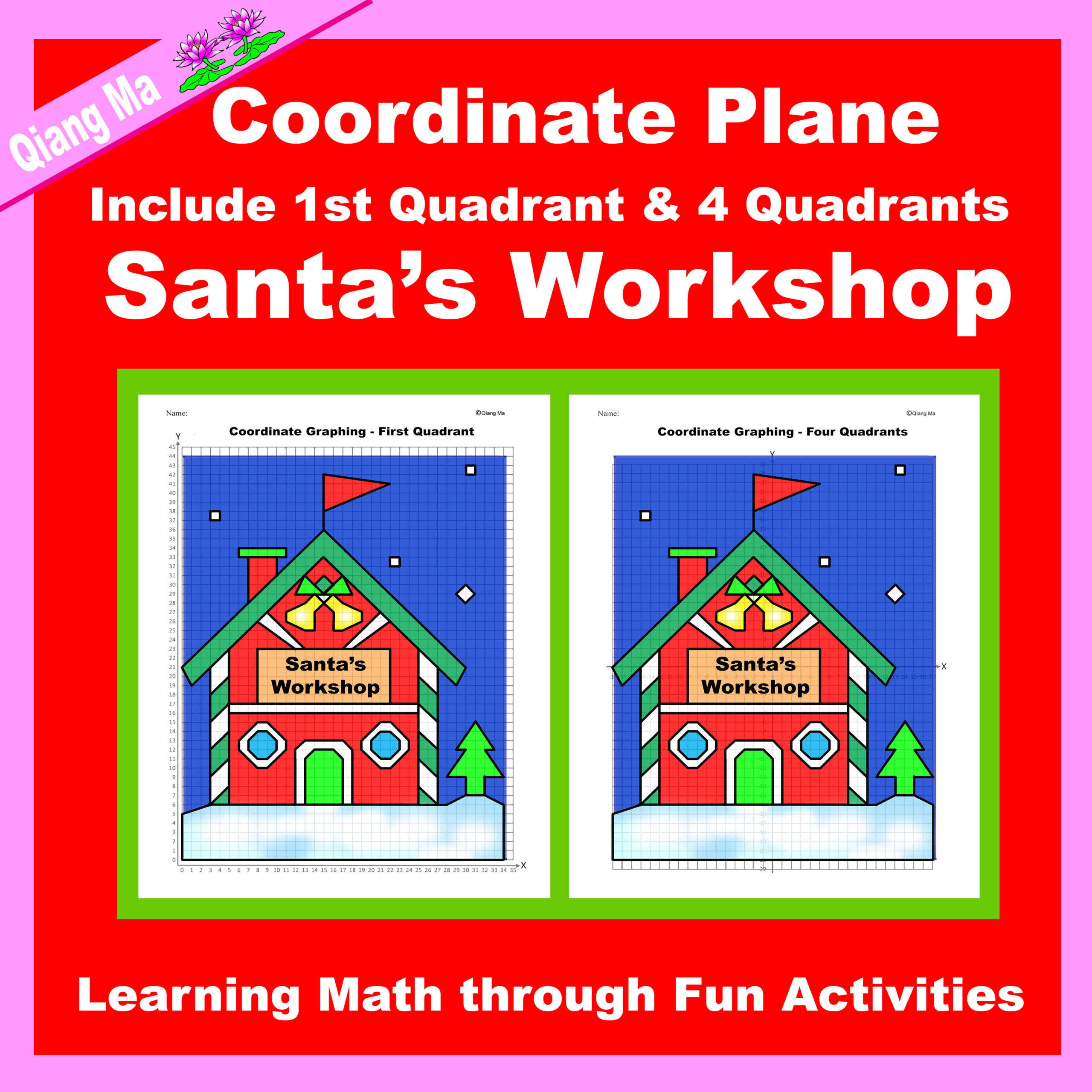 Christmas Coordinate Plane Graphing Picture- Santa's Workshop - Classful