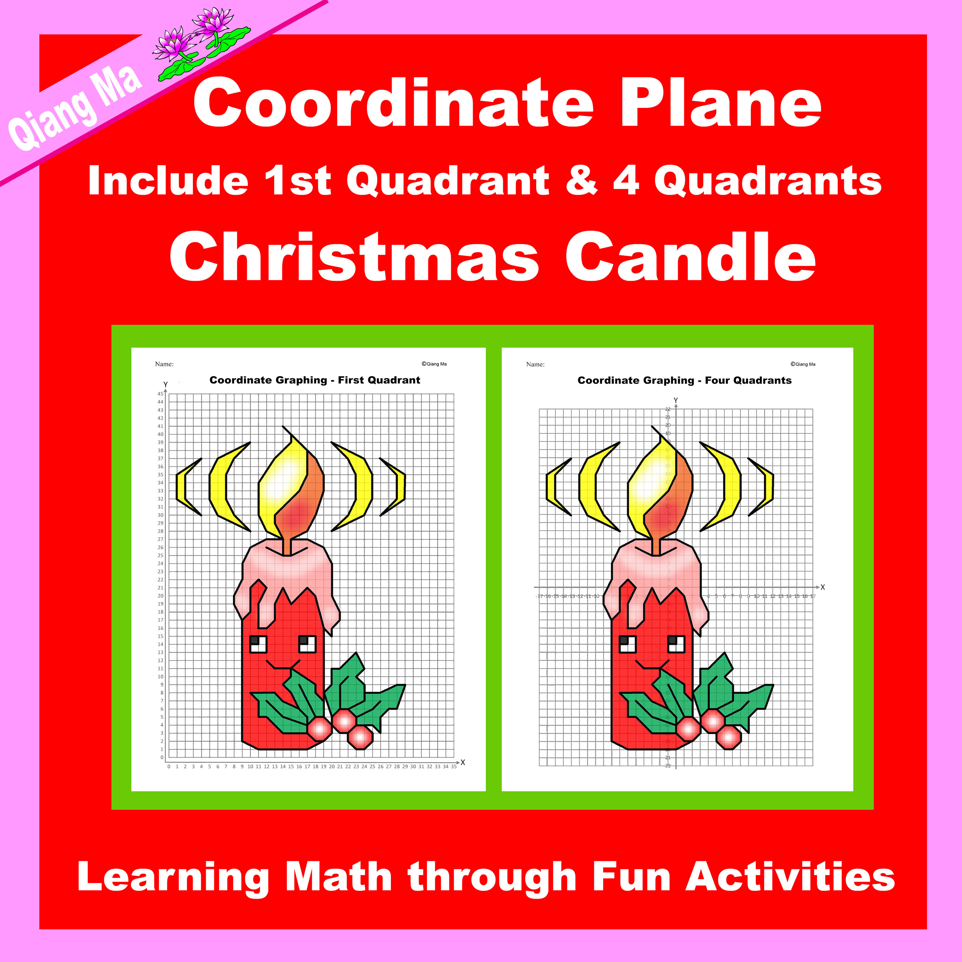 Christmas Coordinate Plane Graphing Picture- Candle - Classful
