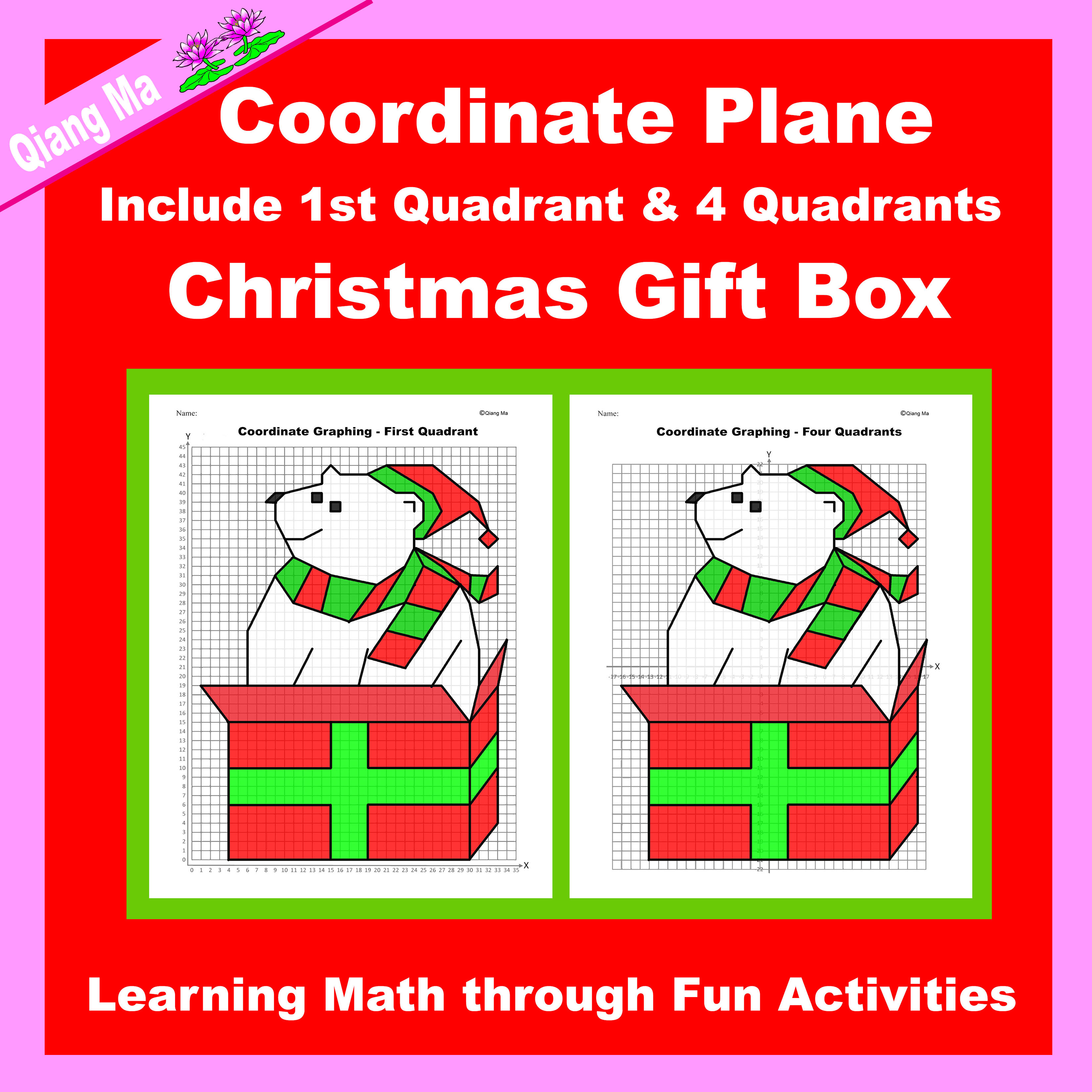 Christmas Coordinate Plane Graphing Picture- Gift Box - Classful