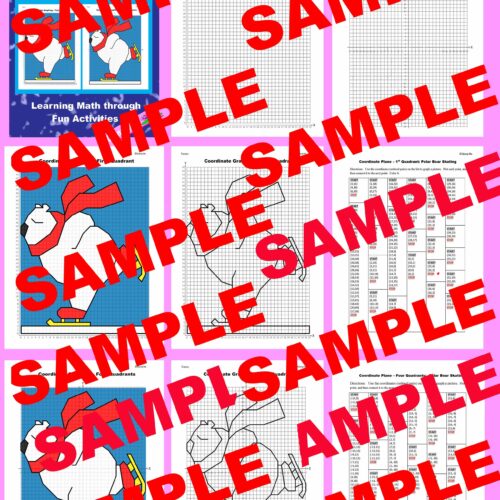 Winter Coordinate Plane Graphing Picture- Polar Bear Skating - Classful