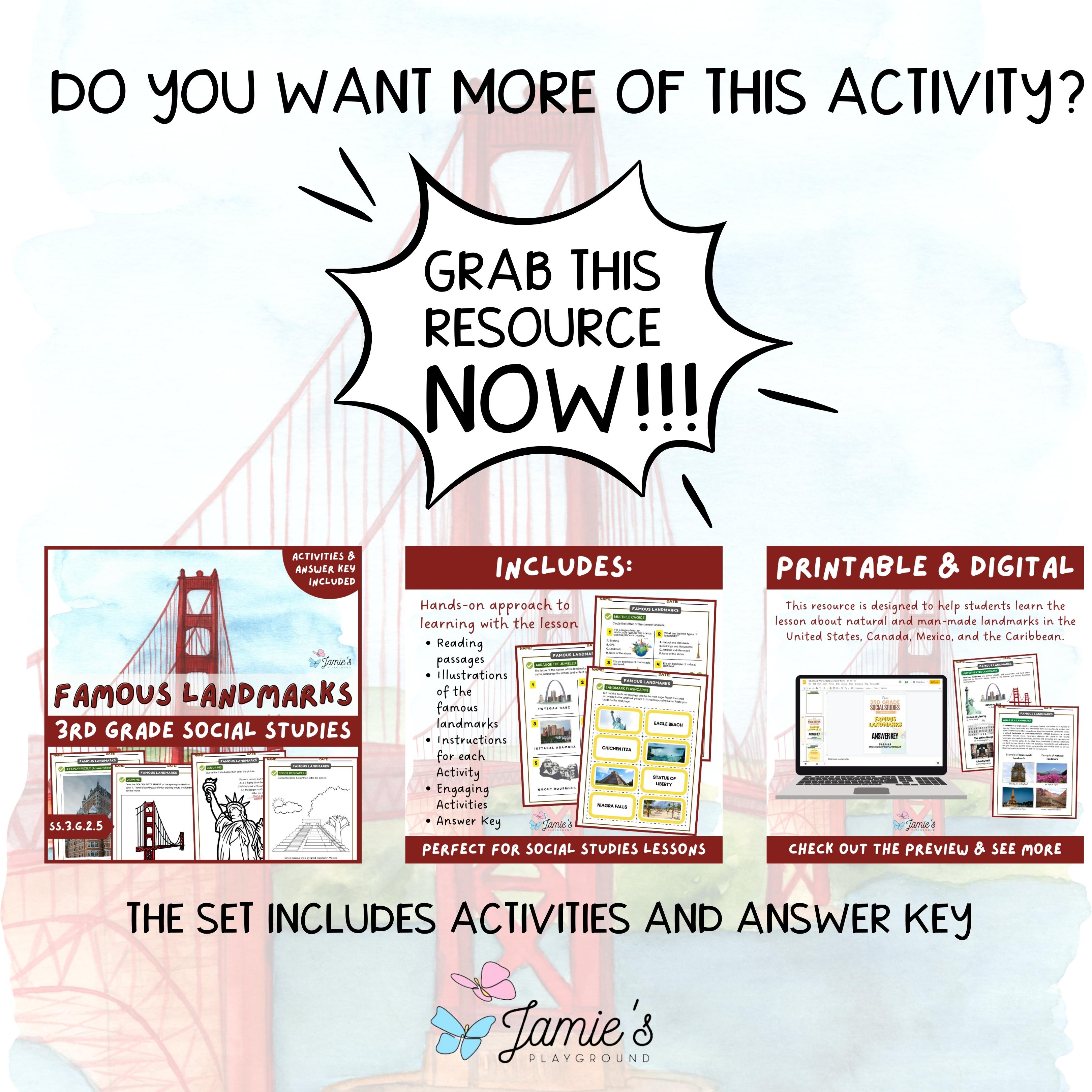 FREE Natural And Manmade Landmarks Geography Sorting Activity - Classful