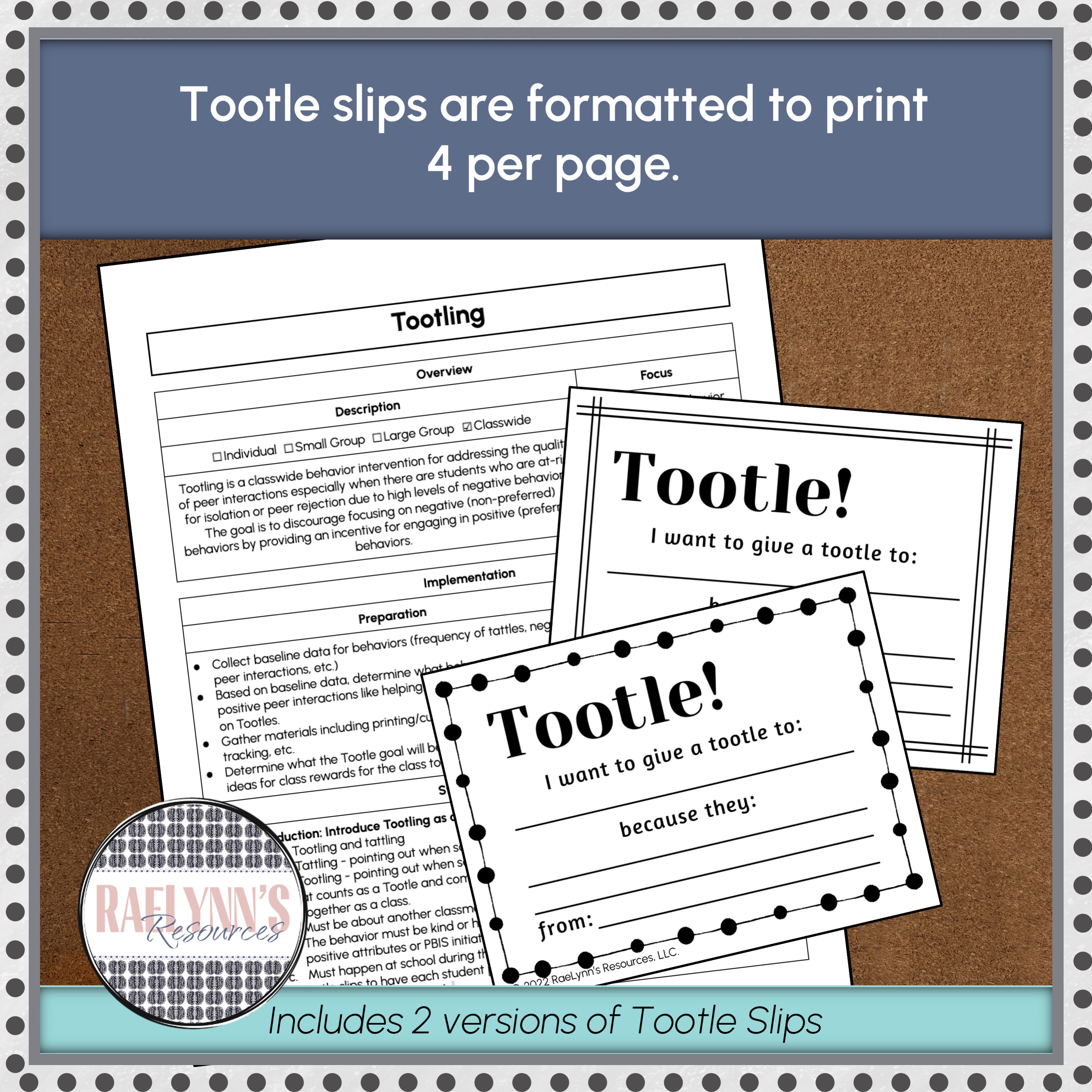 Tootling Behavior Intervention- Tootle Slips and Tracking Pages - Classful