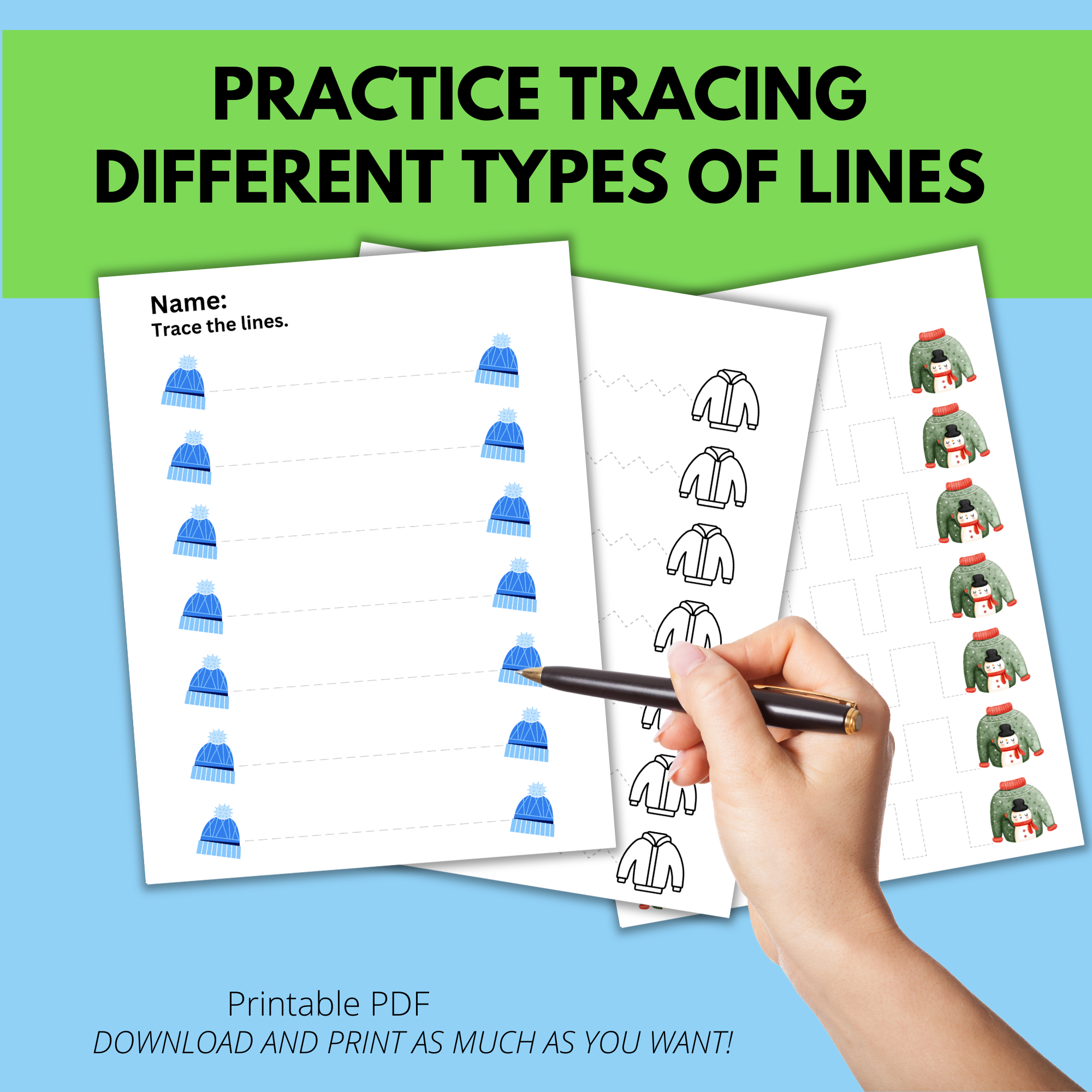 Winter Tracing Worksheets, Tracing Practice, Line Tracing, Preschool ...