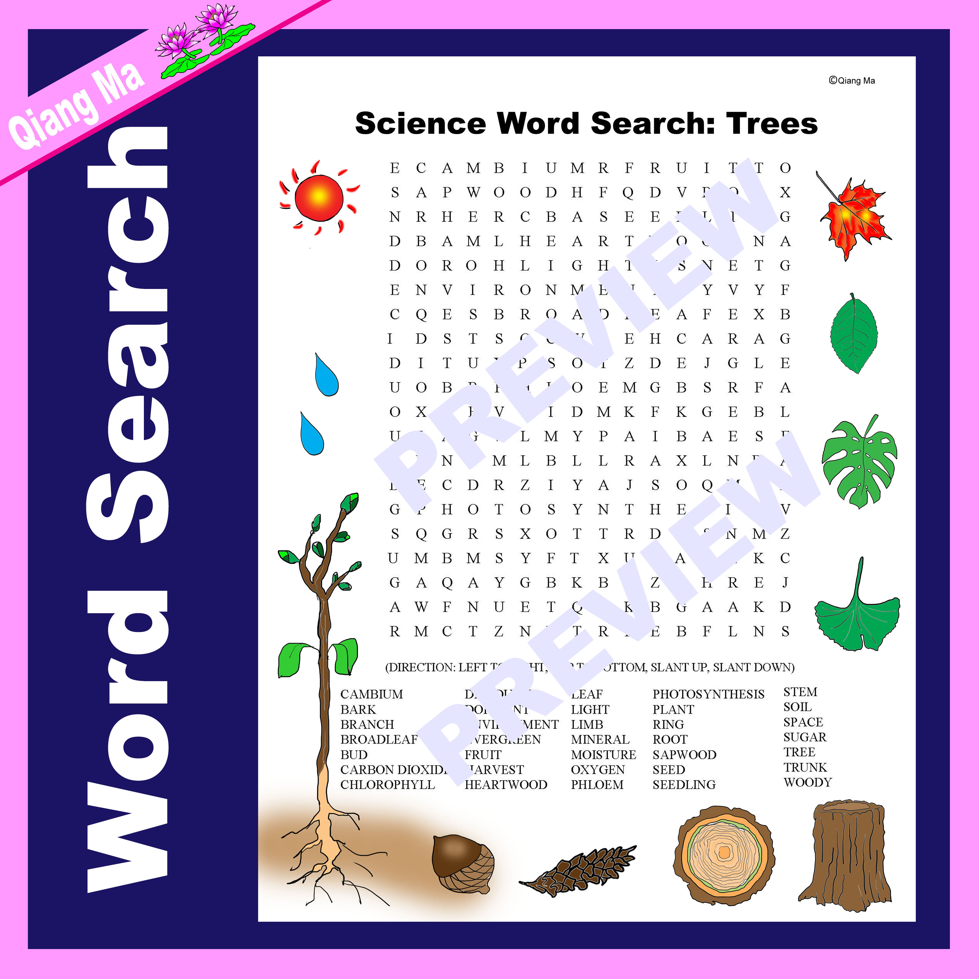 Science Word Search- Trees - Classful