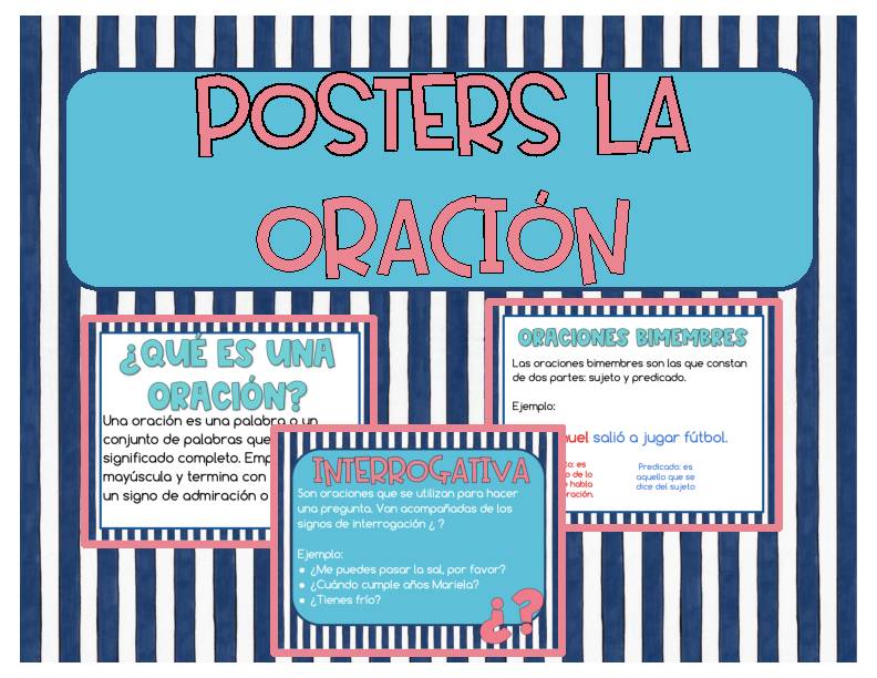 Posters La Oración (The sentence in Spanish) - Classful