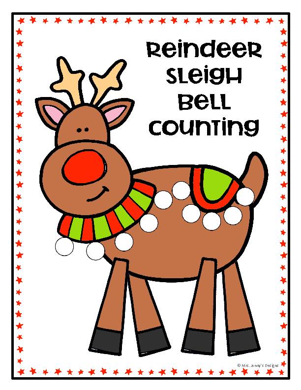 Christmas Reindeer Sleigh Bell Counting Math Activity for Preschool ...