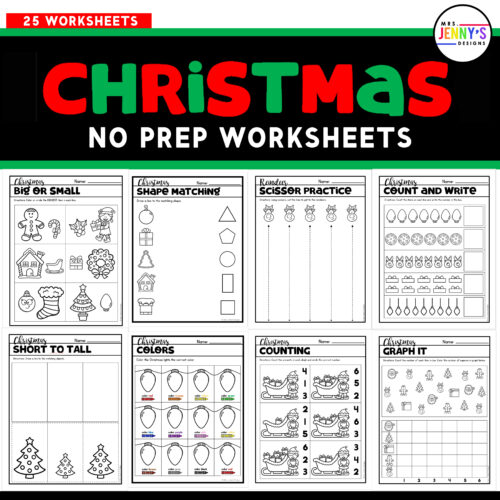 25 Christmas No Prep Worksheets & Activities for Preschool and ...