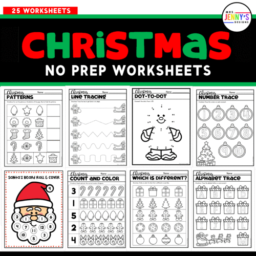 25 Christmas No Prep Worksheets & Activities for Preschool and ...