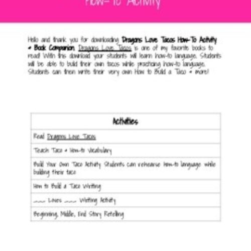 Dragons Love Tacos- Taco How-to & Book Companion - Classful