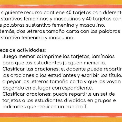 Género de los sustantivos- femenino y masculino Juego Memoria (Nouns ...