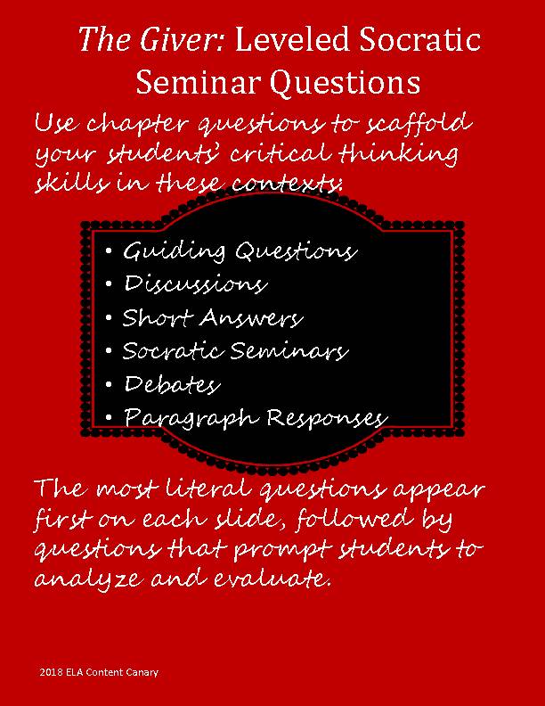 The Giver Discussion Questions - Classful