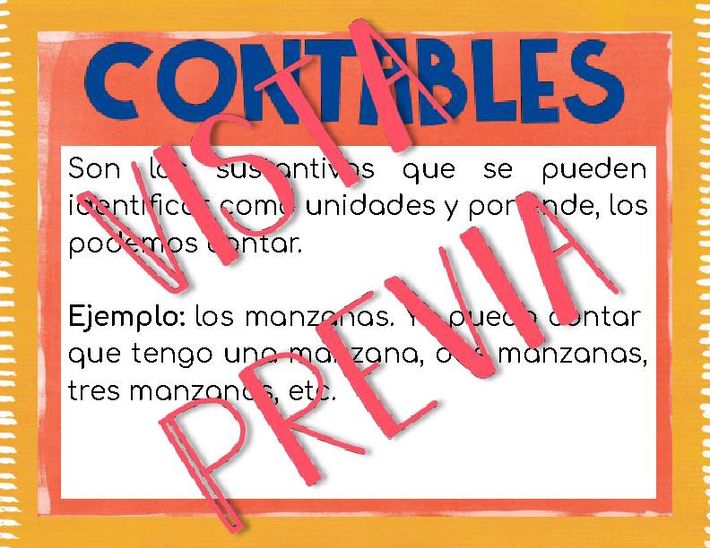 Sustantivos Contables Palabras INCONTABLES “convertidas” En