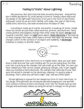 Static Electricity Lab Reading Passages Worksheet and Activity - Classful
