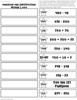 3rd Grade Addition and Subtraction Worksheet, Game, Puzzle, or Math ...
