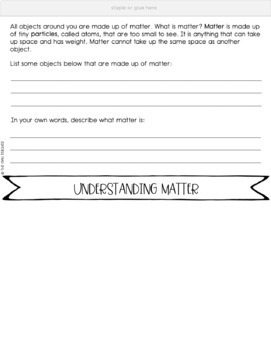 Investigating Matter Properties of Matter Changes in Matter Flip Book ...