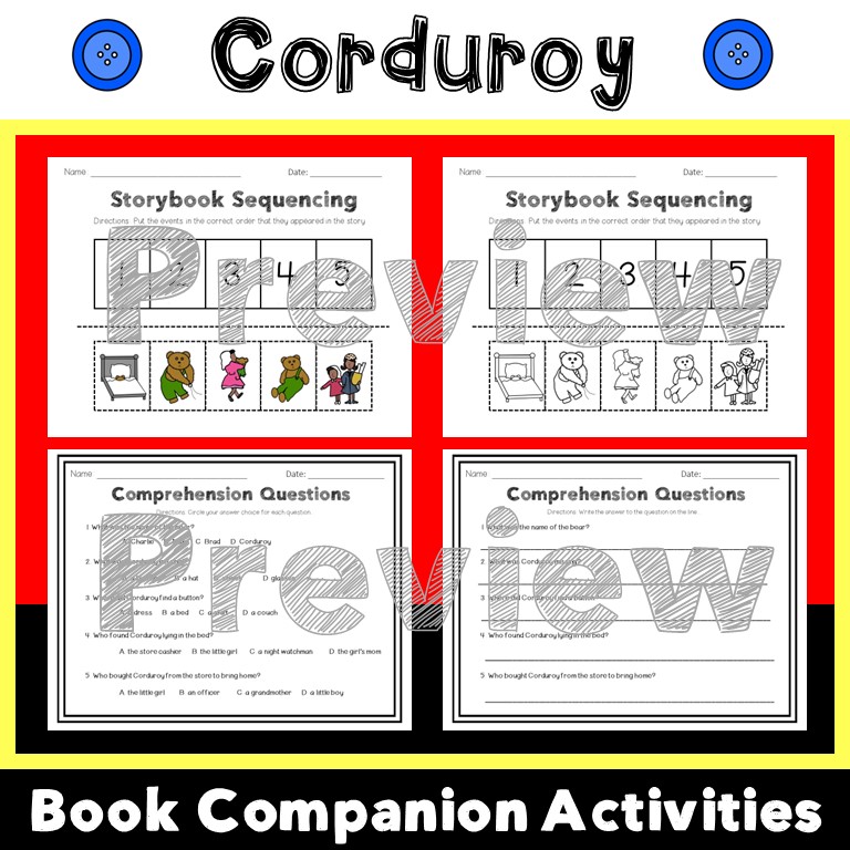 Corduroy- Book Companion Activities for Elementary & Special Education ...