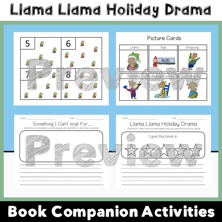 Llama Llama Holiday Drama- Book Companion Activities for Preschool ...