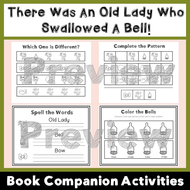 There Was An Old Lady Who Swallowed A Bell- Book Activities Elem ...