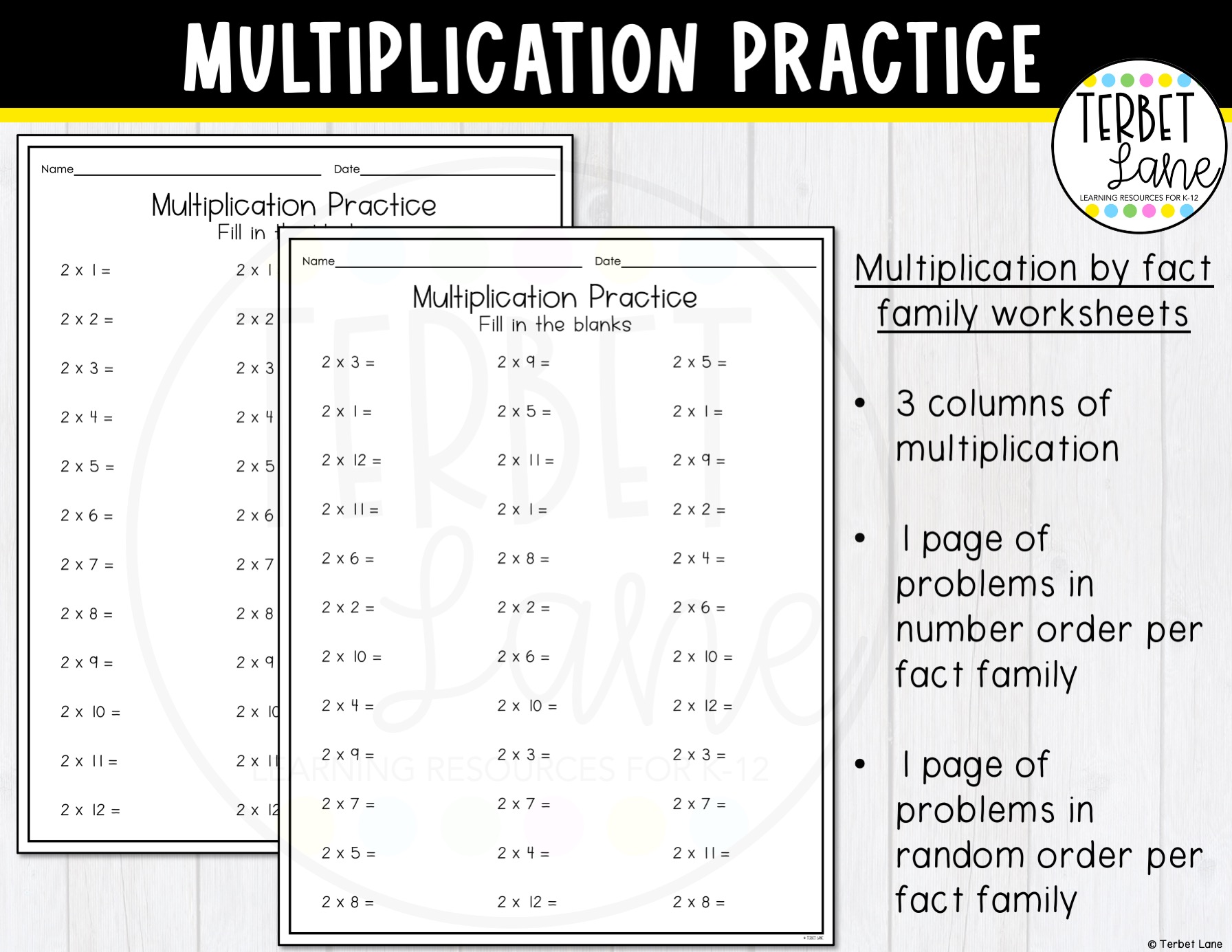 Multiplication Facts Practice Worksheets - Classful