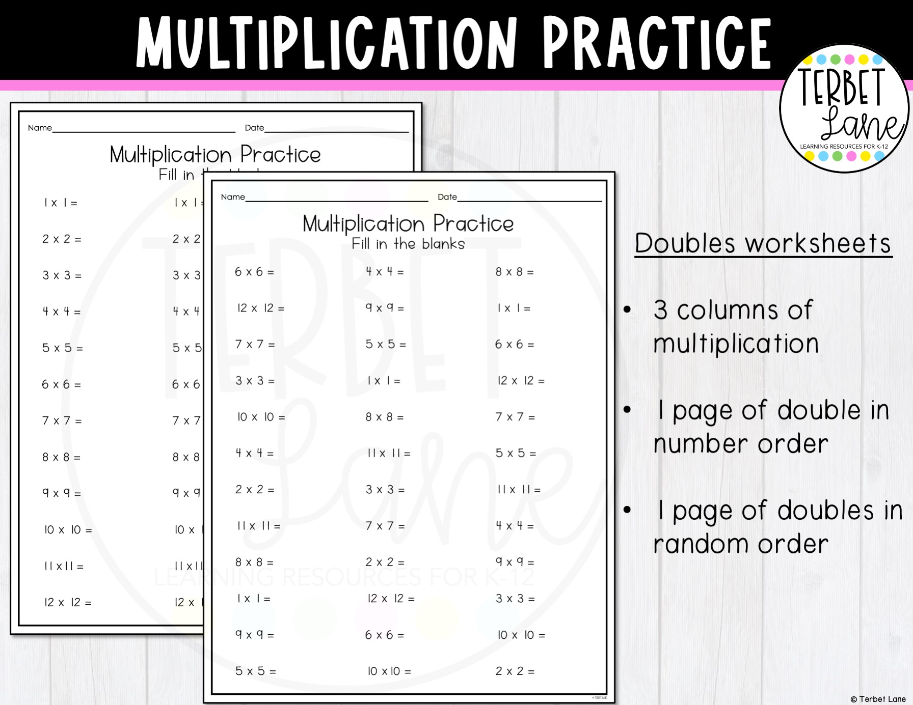 Multiplication Facts Practice Worksheets - Classful