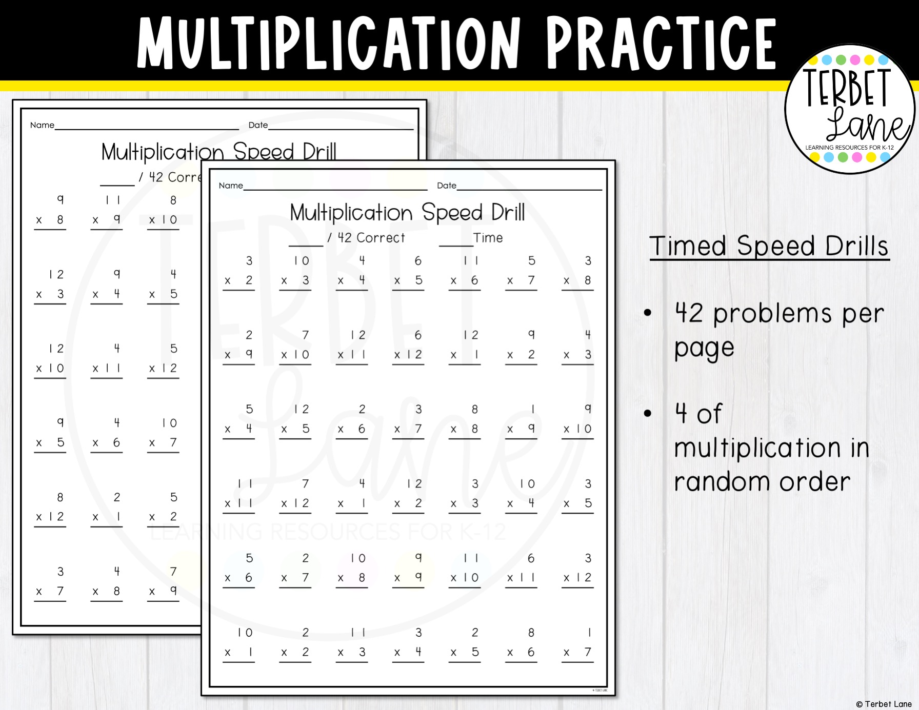 Multiplication Facts Practice Worksheets - Classful