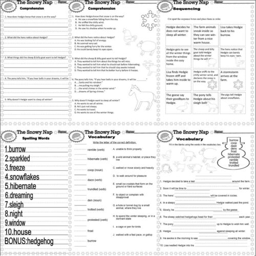 The Snowy Nap Jan Brett Winter Book Study Companion Reading ...