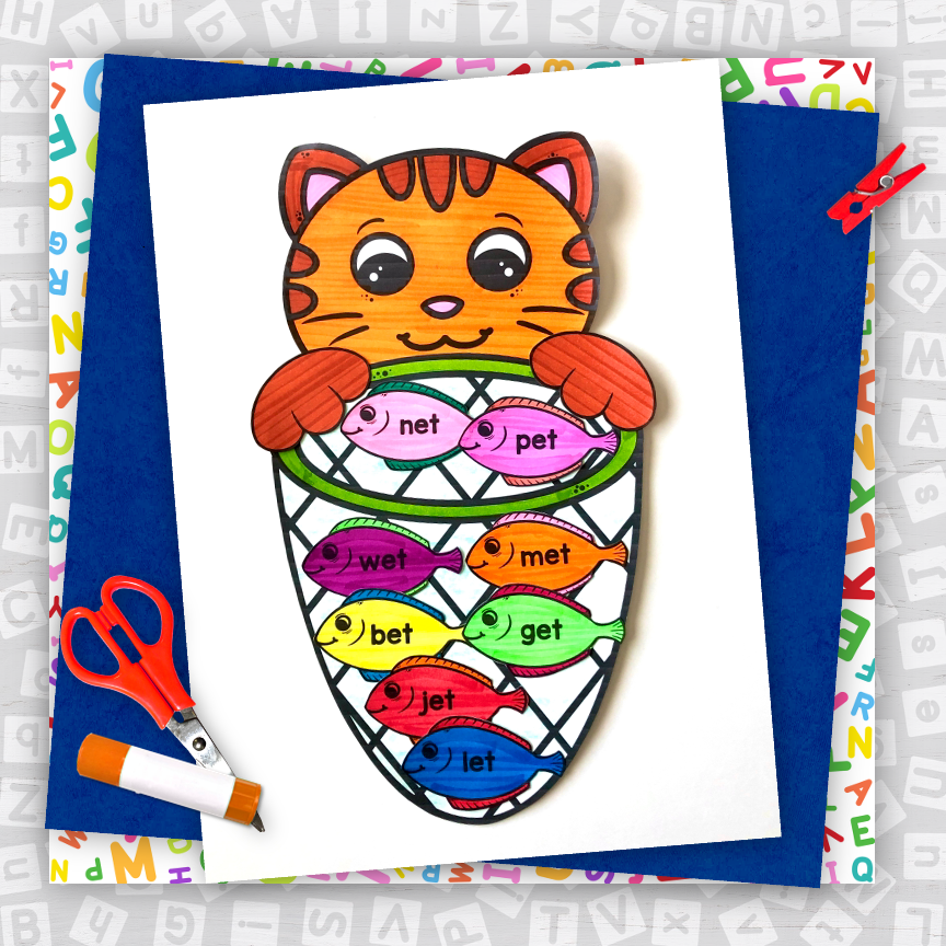 Short E Vowel Craft | Pet's Net | ET Word Family - Classful