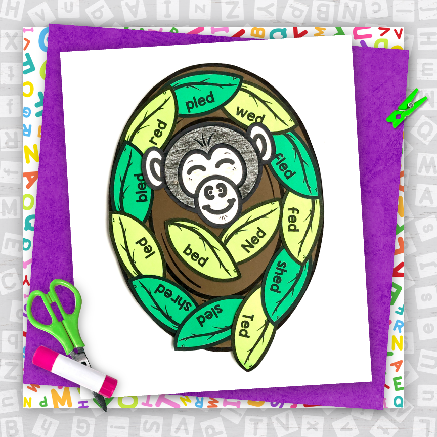 Short E Vowel Craft | Ed's Bed | ED Word Family - Classful