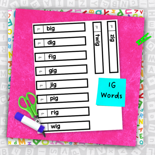 Short I Vowel Craft | Pig's Wig | IG Word Family - Classful
