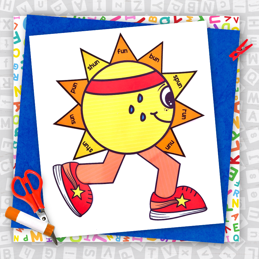 Short U Vowel Craft | Sun on the Run | UN Word Family - Classful