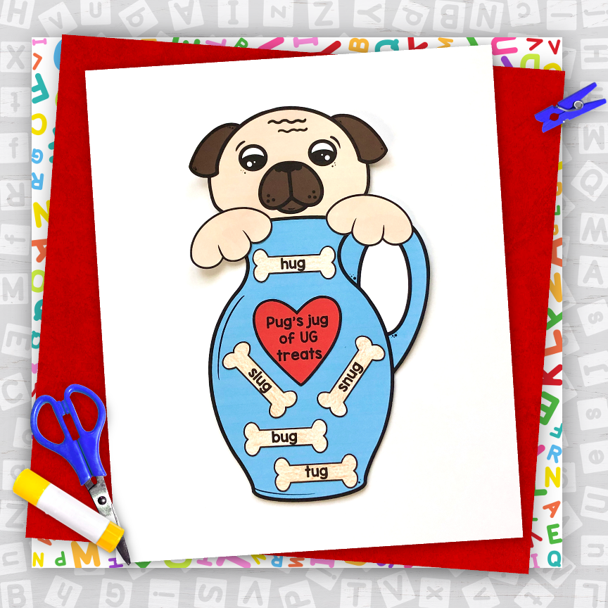 Short U Vowel Craft | Pug's UG Treats | UG Word Family - Classful